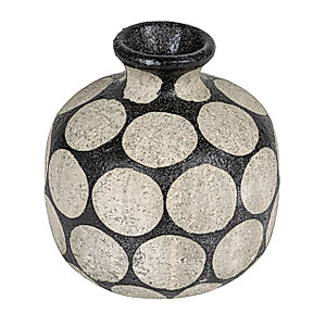 Creative Co-Op Terracotta Vase with Wax Relief Dots, Black and Natural