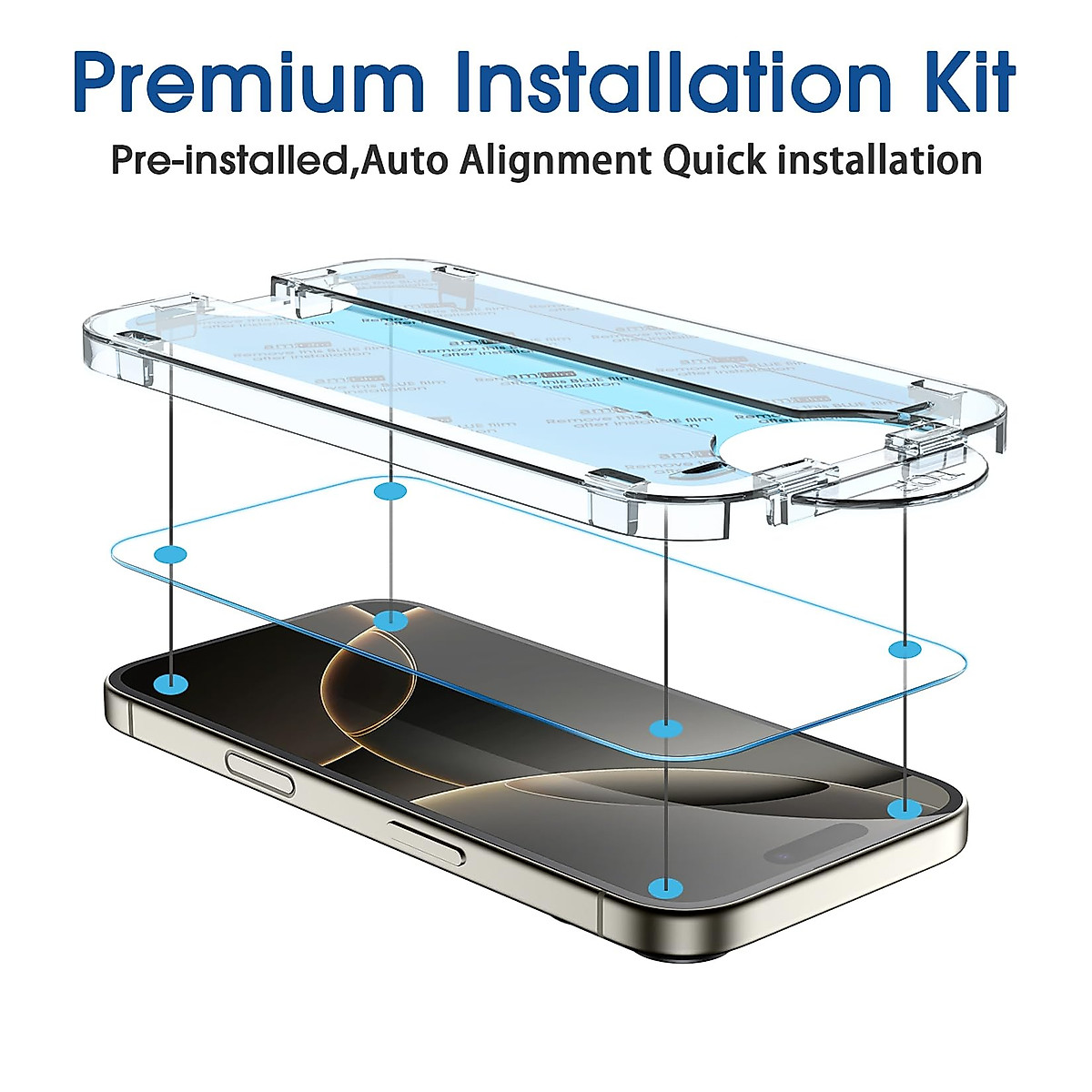 amFilm Auto-Alignment OneTouch for iPhone 16 Pro [6.3''] Screen Protector + Camera Lens Protector, Tempered Glass, 30 seconds Installation, Bubble Free, Case Friendly, Anti-Scratch [2+2 Pack]