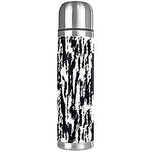Stainless Steel Leather Vacuum Insulated Mug Zebra Thermos Water Bottle for Hot and Cold Drinks Kids Adults 16 Oz