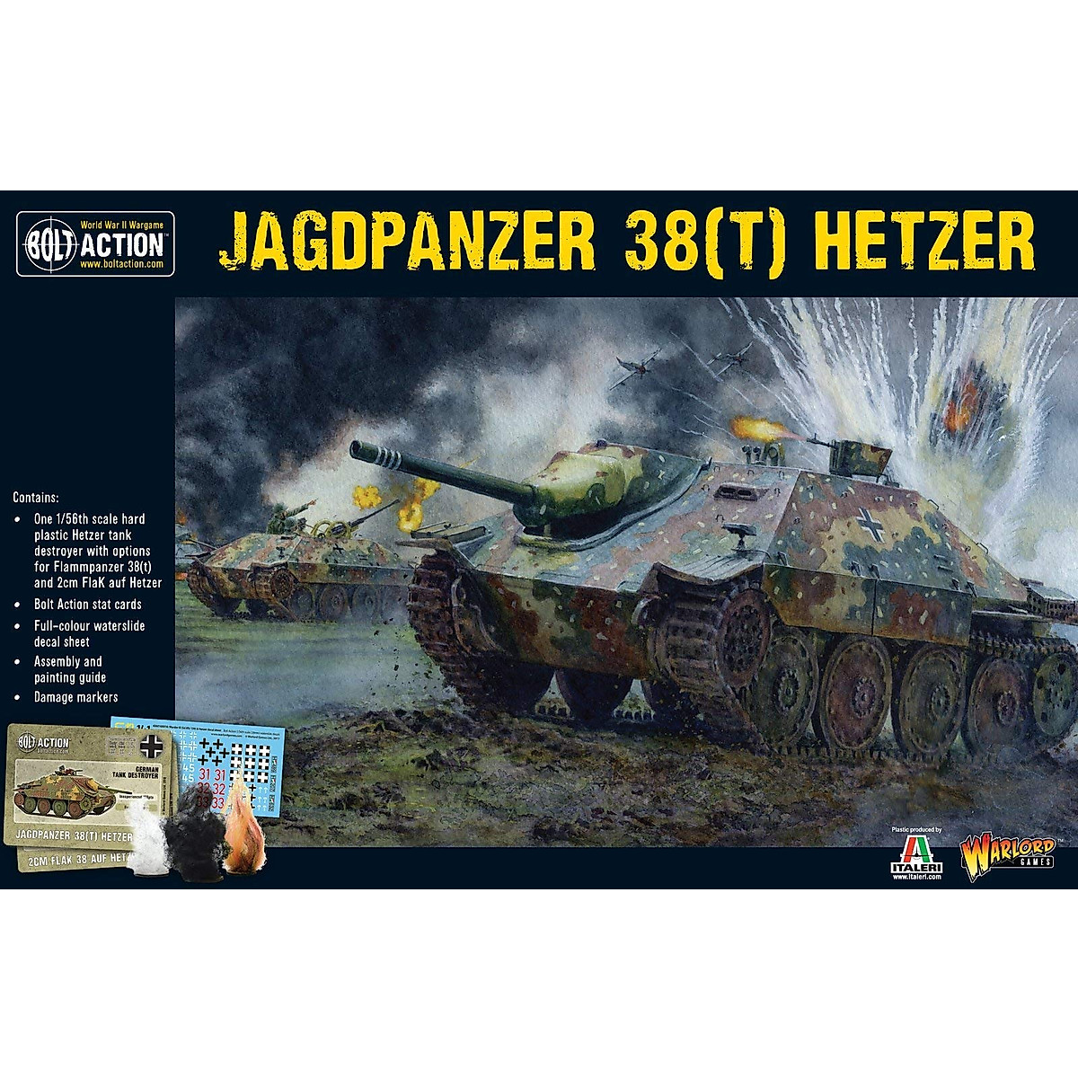 Bolt Action Jagdpanzer 38(t) Hetzer Tank 1:56 WWII Military Wargaming Plastic Model Kit