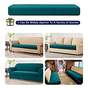 SUBRTEX Stretch Loveseat Sofa Slipcover 2 Piece Sofa Cover 2 Seater Soft Couch Slipcover Washable Furniture Covers, Jacquard Fabric Small Checks(Turquoise,Loveseat)