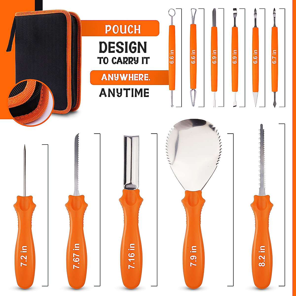 RFAQK Pumpkin Carving Kit with Stencils-23PCS Halloween Pumpkin Carving Tools and Patterns for Beginners Heavy Duty Stainless-Steel Professional set for Halloween Jack o Lantern