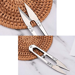 Zittop 2pcs Premium Stainless Steel 4.2in U Sewing Scissors Clippers, Embroidery Yarn Scissors Mini Thread Sewing Cutter, Yarn Fishing Mini Small Snips Trimming Nipper Great for Stitch (Silver)