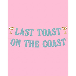 xo, Fetti Last Toast on the Coast Blue Glitter Banner - 5 Ft | Beach Bachelorette Party Decoration, Nautical Bridesmaid Favor, Coastal Bride To Be Photo Booth, Bach Backdrop, Bridal Shower Decor