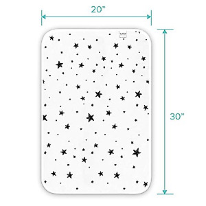 Kushies Deluxe Change Pad Flannel, Scribble Stars Black & White