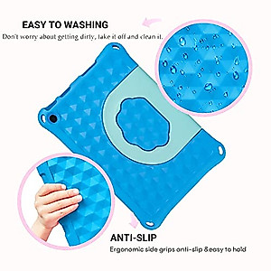 Fire HD 10 Tablet Case (2021 Release, 11th Generation) Oqddqo Amazon Kindle 10 Plus Case for Kids Specially Strengthened Four-Corner Double-Layer Shock Kids 10 inch Cover with Bracket - Blue