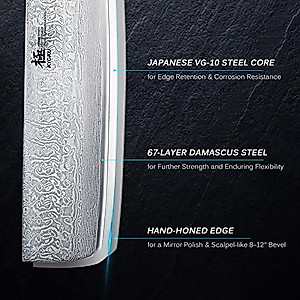 KYOKU Nakiri Knife - 7" - Shogun Series - Japanese VG10 Steel Core Damascus Blade - with Sheath & Case