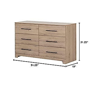 South Shore Primo 6-Drawer Double Dresser, Rustic Oak