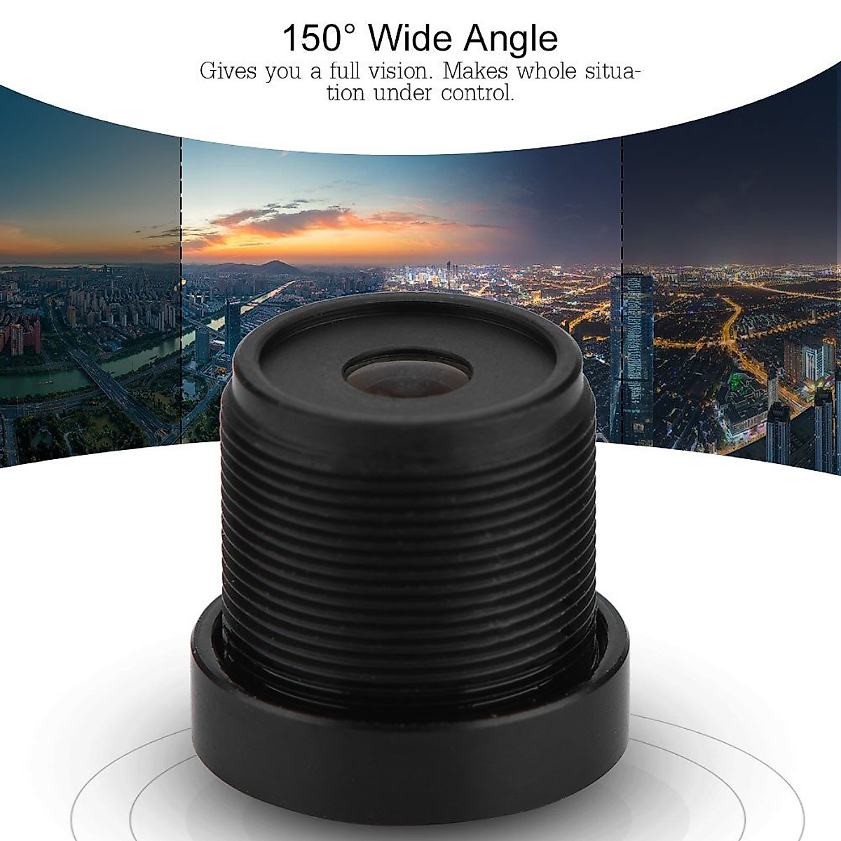 2.1mm Camera Lens, 150° Wide Angle HD IP Camera CCTV Lens for 1/3'' & 1/4'' CCD Chips Support Night Vision, 24-Hour for Security Surveillance Default