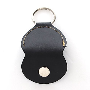 StaiBC Guitar Picks Holder Case Black Leather Keychain Plectrum Cases Bag