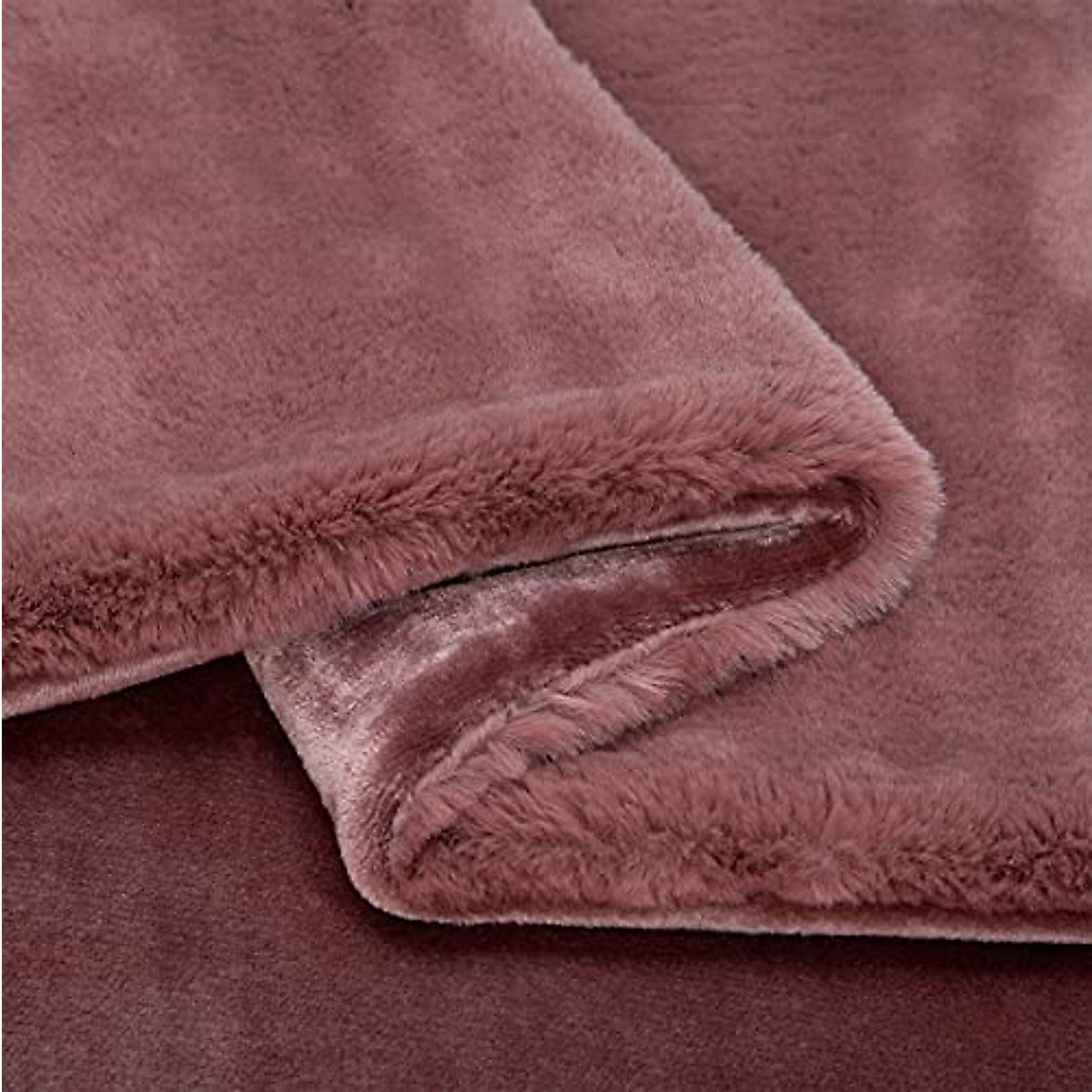 UGG 11067 Euphoria Plush Faux Fur Reversible Throw Cozy Fuzzy Fluffy Blanket Easy Care Machine Washable Hotel Style Luxury Home Decor Luxurious Soft Blanket for Sofa, 70 x 50-Inch, Mulberry