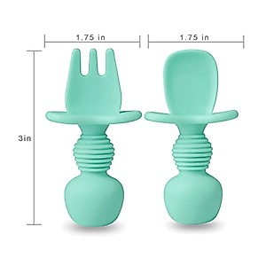 PandaEar Silicone Suction Plate for Baby| Divided Unbreakable Toddler Plate Baby Food Plate with Spoon and Fork, Non-Slip, Non-Toxic, BPA Free, Dishwasher and Microwave Safe (Green)