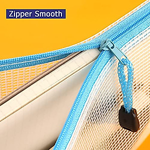 Tamaki 10 Pack Mesh Zipper Pouch Document Bag Waterproof Zip File Folders for School Office Supplies Travel Storage Bags