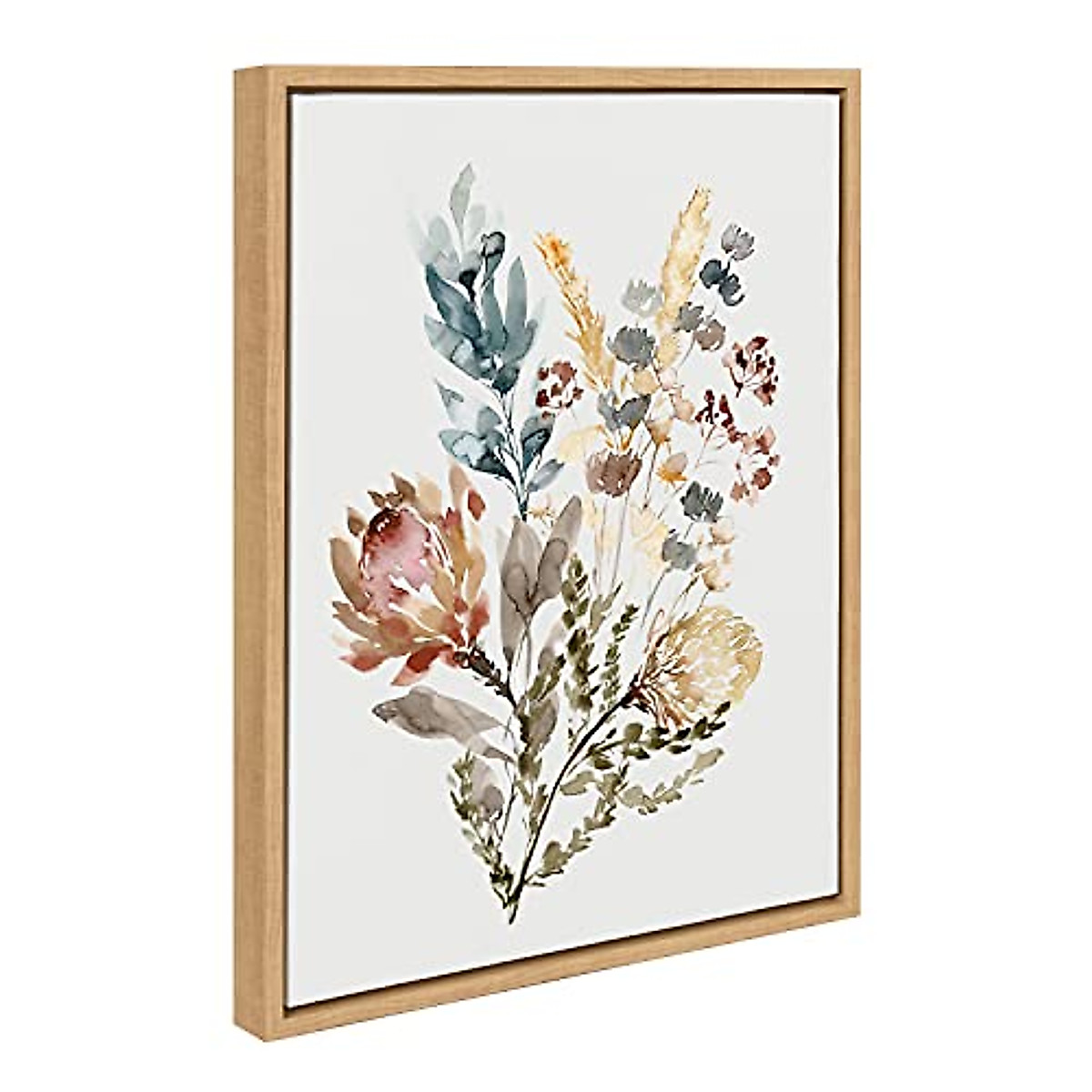 Kate and Laurel Sylvie Wildflower Bunch Framed Canvas Wall Art by Sara Berrenson, 18x24 Natural, Floral Accent for Wall
