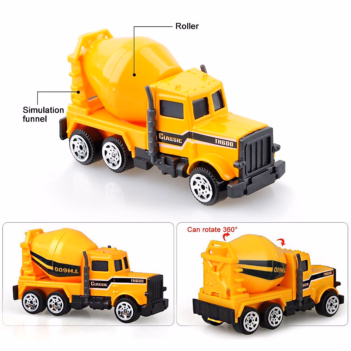 Gimilife Play Vehicles, 6 Set Toy Construction Vehicles, Assorted Trucks Mini Car Toy, Friction Powered Push & Play Engineering Vehicles for Age 3 Years and Up Boys and Girls as Gift