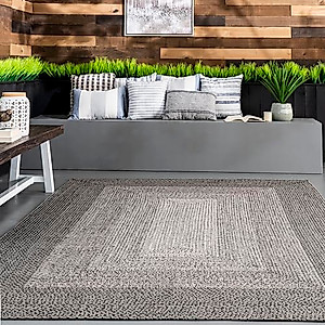 nuLOOM Jayda Braided Ombre Indoor/Outdoor Area Rug, 4x6, Charcoal
