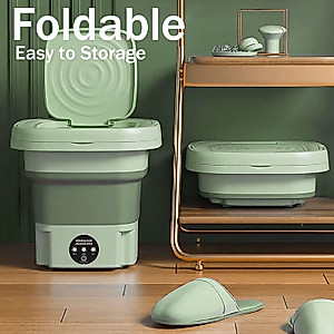 Oivley Portable Mini Washing Machine Foldable, Mini Washer, 8L High Capacity Small Washer for Baby Clothes, Underwear or Small Items, Suitable for Apartment, Dormitories, Travel, Camping, RVs-Green