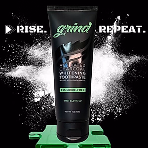 Grind Natural Toothpaste, Fluoride-Free - Dentist Recommended Hydroxyapatite, Theobromine & Activated Charcoal for Remineralizing, Sensitive Teeth, & Whitening, Made in USA, Vegan (4 oz)