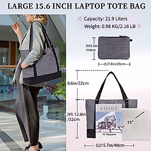 Laptop Tote Bag for Women, 15.6 Inch Computer Shoulder Bag Teacher Work Bag Travel Purse with Small Pouch VONXURY