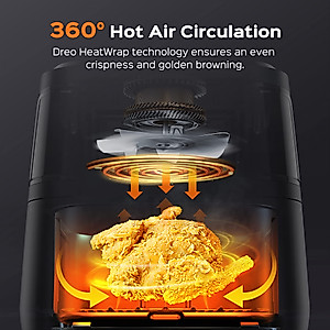 Dreo Air Fryer Pro Max, 11-in-1 Digital Air Fryer Oven Cooker with 100 Recipes, Visible Window, Supports Customerizable Cooking, 100℉ to 450℉, LED Touchscreen, Easy to Clean, Shake Reminder, 6.8QT