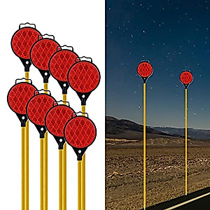 Orange Driveway Reflectors, Reflective Driveway Markers, 2-Way reflector,Snow Markers for Driveway 43 Inch Fiberglass Rod(Pack of 8)