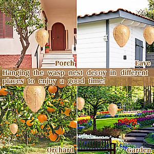 ZeeDix 4 Pack Hanging Paper Fake Wasp Nest Decoy for Outdoor, Home and Garden(8.66"×11",Warm Color)