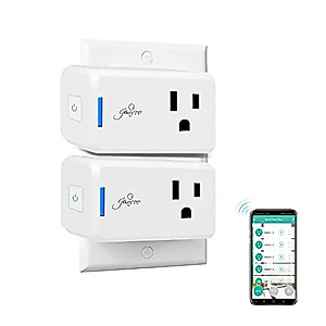 2pack Wi-Fi Smart Plug Wireless Mini Outlet with Schedule,Remote Control Your Devices,Occupies Only One Socket, Compatiable with Alexa Echo & Google Home Assistant, Timing Function