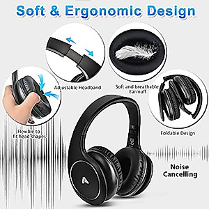 Wireless Headphones for TV Watching, Folding Over Ear Headphones with 2.4GHz RF Transmitter Support Optical RCA AUX, No Audio Delay, 100ft Wireless Range (Blackness)