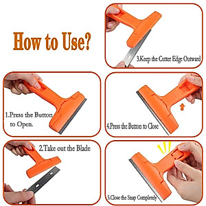 VIMI Glass Scraper Razor Blade,Razor Blade Scraper,Paint Scraper,Window scraper for Remover Tool Remove Surface Stains,Paint,Automotive Glass Film(4 inch-2 Handle + 20 Pack Replacement Blades)