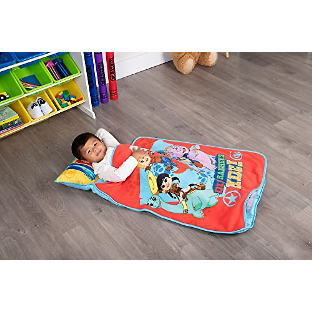Dino Ranch Dinosaur Toddler Nap Mat Set – Includes Pillow and Fleece Blanket – Great for Boys Napping During Daycare or Preschool - Fits Toddlers