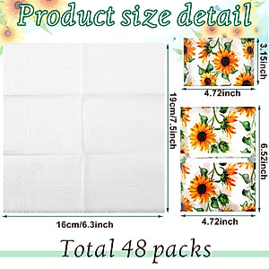 Geyee 50 Packs Facial Tissue Travel Packs Disposable Pocket Tissues for Wedding Guest Travel School Purse Home Supplies, 500 Sheets 3 Ply(Sunflower)