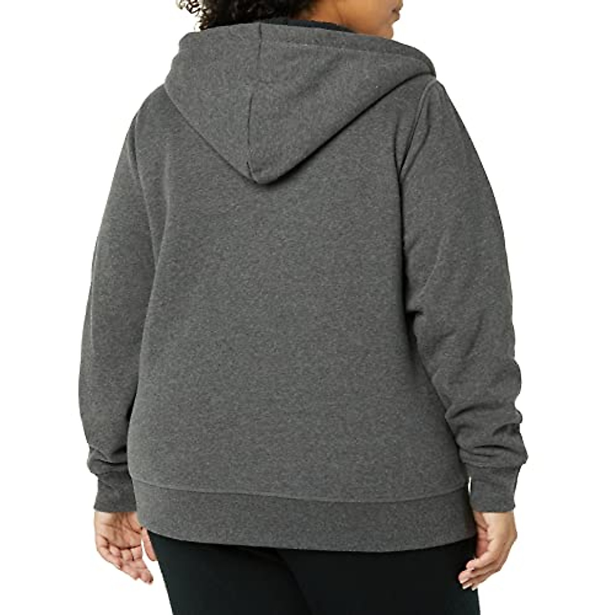 Amazon Essentials Women's Sherpa-Lined Fleece Full-Zip Hooded Jacket (Available in Plus Size), Charcoal Heather, Large
