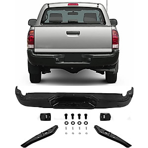 New Rear Step Bumper, Face Bar And Pad, w/Pad Provision, w/Mounting Bracket, Powdercoated Black, w/o SR5 Pkg Comaptible For Toyota Tacoma 2005-2015 TO1103114 5215104051-PFM