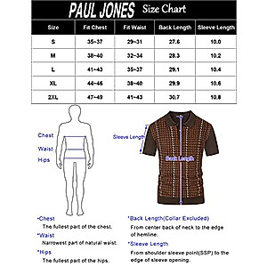 PJ PAUL JONES Retro Knitted Polo Shirt for Men 1950s Houndstooths Shirt Short Sleeve Button Down Knit Polos Knit Light Coffee S
