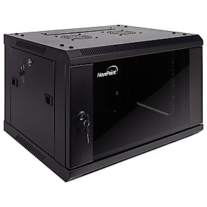 NavePoint 6U Server Cabinet Wall Mount Rack Enclosure Includes 2 Fans, Locking Glass Door, Removable Side Panels – 6U Network Cabinet 17.7” Deep, 19 Inch Server Rack for IT and A/V Equipment