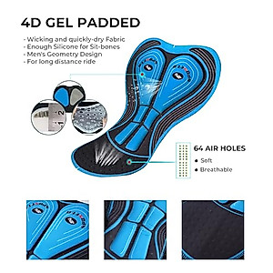 sponeed Padded Cycling Shorts Men Bicycle Underwear Half Pants Padded Bike Bottoms US Large Grey