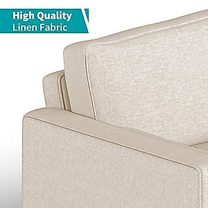 BALUS Convertible Sofa Bed, Upholstered Loveseat Futon Sofa Bed, Reversible Sleeper Sofa Bed with Cushion, Linen Fabric 2 in1 Pull Out Couch Bed for Living Room Apartment Office Bedroom Small Places