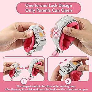 Lehoo Castle Upgraded Anti Lost Wrist Link, Kid Harness with Induction Lock, Safety Wrist Leash for Toddlers, Kids Backpack Leash, Child Leash Harness (Pink)