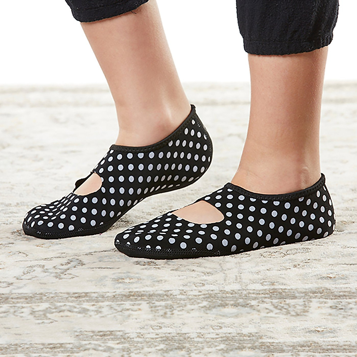 Nufoot Women's Mary Jane Slipper Black/White Polka Dots X-Large