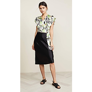 Jill Jill Stuart Women's Tropical Wrap Top, Green Multi, Large