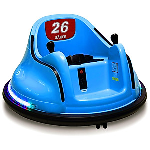 Bumper Car for Kids 12V with Remote Control Flashing Lights Music DIY Stickers for 1.5+ Baby Toddlers Children Electric Ride on Cars Vehicle Toys 66 LBS Weight Capacity, Passed ASTM Test (Blue)