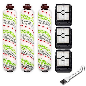 Replacements Parts for Bissell CrossWave PET PRO CrossWave Vacuum Cleaner Cordless, Pet Brush Rolls, Multi Surface Brush Rolls & Filters (3 Pet Brush Rolls+3 Filters)