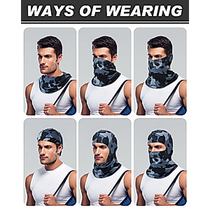 Geyoga 9 Pcs Summer Balaclava UV Sun Protection Full Face Covering Ice Silk Mask Cover Head Sports Face Covering(Camo Style)