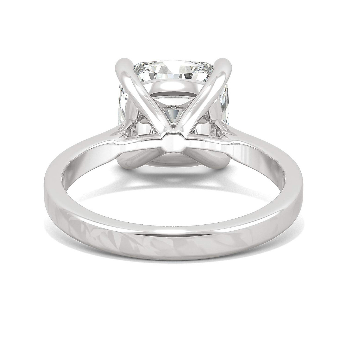 Charles & Colvard Created Moissanite 9.5mm Cushion Cut Engagement Ring for Women | 4.2 cttw DEW | Lab Grown | Solid 14K White Gold with Rhodium | Size 4