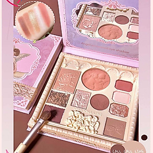 Embossed Eyeshadow 10 Colors Eyeshadow Palette Makeup Blush Highlighter All In One Disc Matte&Glitter Eyeshadow Makeup High Pigmented Shades Naturing-Looking Multifunctional Eyeshadow Palette