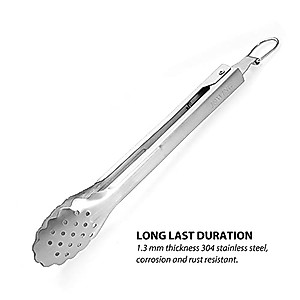 Premium 304 Stainless Steel Barbecue Turners Set, Heavy Duty Cooking Kitchen BBQ Tongs, 10" and 12"