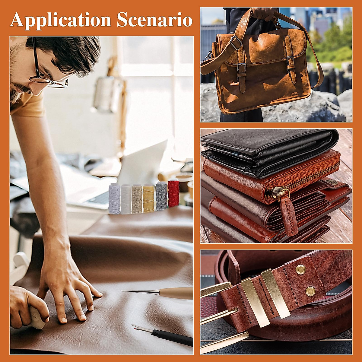 TLKKUE Leather Upholstery Repair Sewing Kit, Leather Crafting Tools and Supplies Leather Working Kit with Waxed Thread Heavy Duty Sewing Needles Awls Thimble for Shoes Sofa Carpet Repair and Sewing