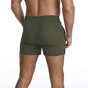 EVERWORTH Men's Bodybuilding Gym Shorts Lightweight Workout Running Short Fitted Quick Dry Lifting Shorts with Zipper Pockets Green XL