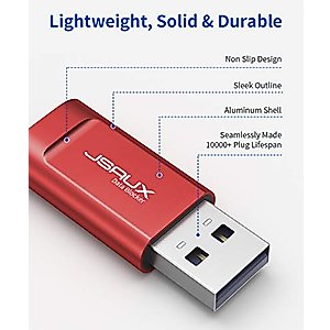 JSAUX USB Data Blocker, (4-Pack) USB-A Defender Only for Quick Charge, Protect Against Juice Jacking, Refuse Hacking Provide Safe Charging- Red