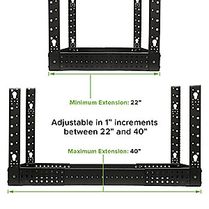 NavePoint 25U Professional 4-Post IT Open Frame Server Network Relay Rack 4.5 Feet Tall Black